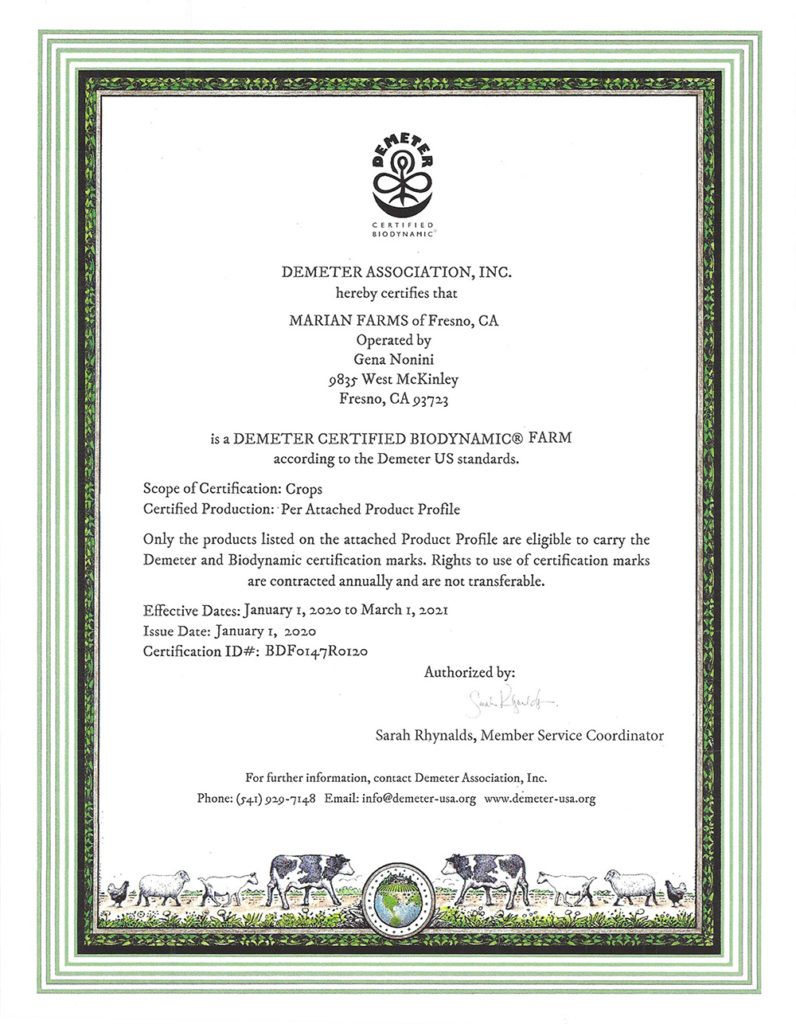 Certifications – Marian Farms