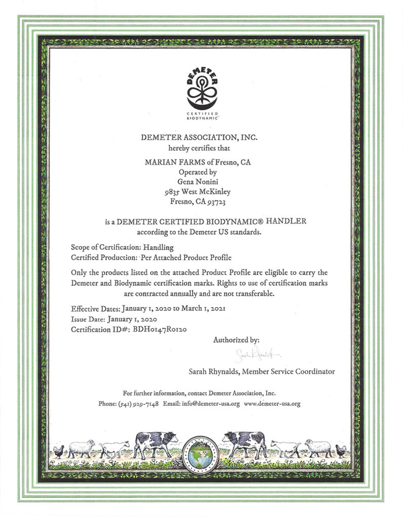 Certifications – Marian Farms